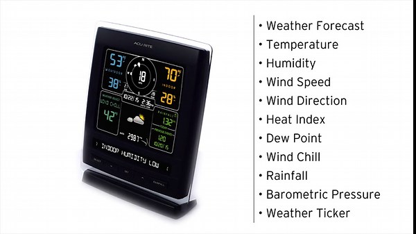 AcuRite 01517RM Wireless Weather Station with 5-in-1 Weather Sensor: Temperature and Humidity Gauge, Rainfall, Wind Speed and Wind Direction