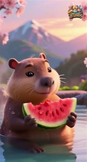 Capybara Spa Day with Watermelon Snacks! #relaxing