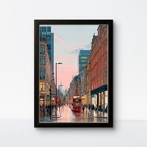Tottenham Court Road Poster: London Street Double Decker - Etsy UK