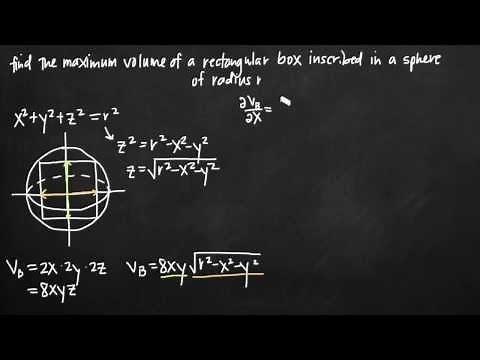 Max volume of a rectangular box inscribed in a sphere (KristaKingMath)
