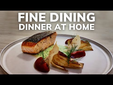Fine dining CRISPY SKIN SALMON | Chilli Puree & Fennel Veloute