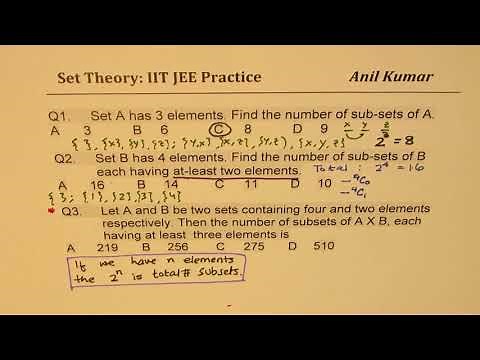 Find the number of Subsets in A X B with at least 3 Elements IIT JEE
