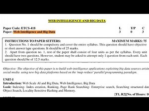 WEB INTELLIGENCE AND BIG DATA | ETCS-418 | SYLLABUS | 8TH SEMESTER | ELECTIVE 2 | GGSIPU