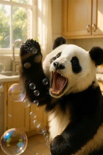 Panda Bubble Explosion! 🐼✨ You Won’t Believe What Comes Out of Its Mouth! #shorts