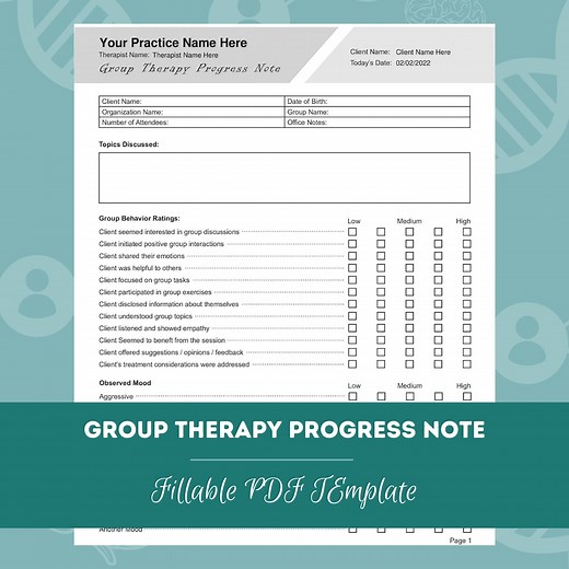 Group Therapy Progress Note | Editable / Fillable PDF Template | for Counselors, Psychologists, Social Workers, Therapists - Etsy