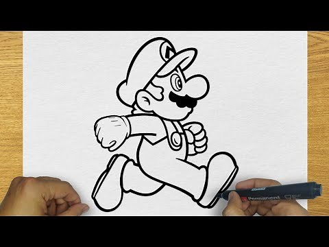 HOW TO DRAW SUPER MARIO RUN STEP BY STEP | DRAWING MARIO RUN EASY