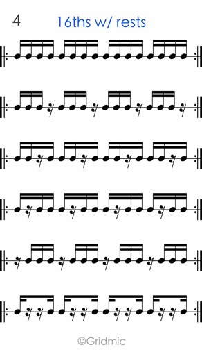 Gridmic - Rhythm Reading on Instagram: "16th Note Rests 🎶 #rhythm #sightreading #musician #musiclesson #musiceducation #musicchallenge #drummer"