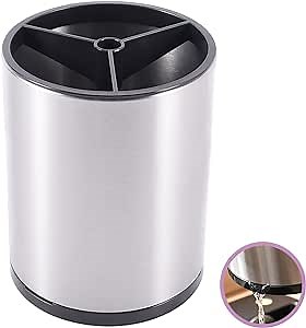 Extra Large Kitchen Utensil Holder - 360° Rotating Drain Design Easy to Clean for Kitchen Countertop Stainless Steel Utensil Caddy Cooking Utensil Organizer Spatula Holder