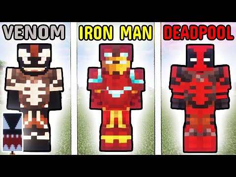 3 MARVEL Armors + VENOM Banner in Minecraft TUTORIAL!
