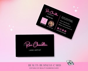 DIY Business Cards, Makeup Artist Business Card Template, Hair Card, Black Business Card, Premade Business Card, Lashes Beauty Business Card - Etsy