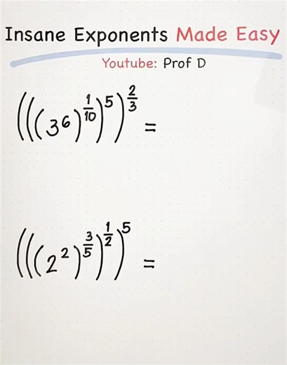895K views · 6.7K reactions | Power of a Power: The Ultimate Exponent Trick! | Prof D | Facebook