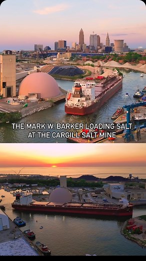 7K views · 668 reactions | The Mark Barker picks up another load of Salt from the Cargill Salt mine. This salt is mined 1800 feet below the surface of Lake Erie. Did you know an ocean once covered Cleveland, creating what is now the Great Eastern Salt Basin - one of the largest deposits of Salt in the world formed by an Inland sea 400 million years ago. | Lance Aerial Media | Facebook