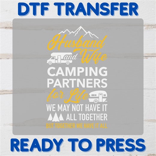 Husband and Wife Camping Partners DTF Transfer, Anniversary Outdoor Adventure Iron-on Decal, Romantic RV Nature Heat Transfer - Etsy UK