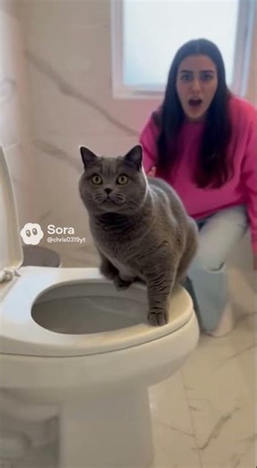 POV: When Your Cat Learns to Flush the Toilet 😹🚽✨ #cat #catandmousegame #funny
