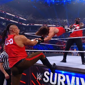 6.8M views · 181K reactions | In a battle royal between Team Raw and Team SmackDown, Omos looked to eliminate EVERYBODY! | WWE | Facebook