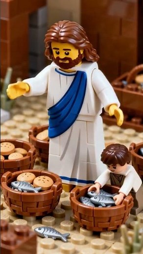 Jesus Multiplies Bread and Fishes | LEGO Bible Story Diorama #shorts #jesus