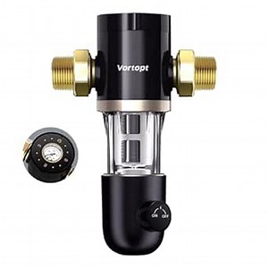 Whole House Water Filter-Spin Down Sediment Filter,Automatic Backwash System, Upgraded Cleaning Brushes, 40μm Filtration, Pressure Gauge,Q60