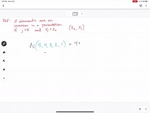 SOLVED:Show that the average number of inversions in permutations of {1, …, n} is n(n-1) / 4. Assume that all permutations are equally likely.