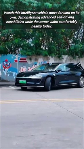 Modern Electric Vehicle Moves Automatically To Meet Its Driver