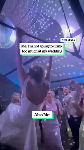 Drunk bride swings from ceiling rail 🤣