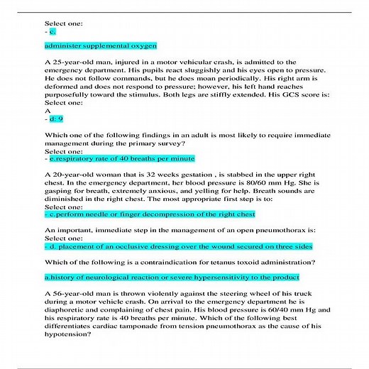 2025 ATLS POST TEST 4 LATEST VERSIONS ACTUAL EXAMS WITH REAL 160 QUESTIONS AND CORRECT DETAILED ANSW