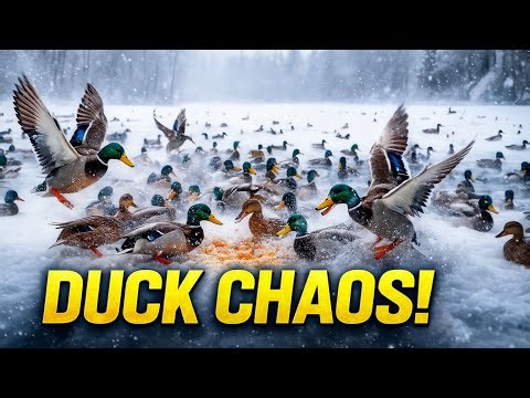 Snow-Covered Lake ERUPTS With Duck Chaos 🦆❄️ | Stunning Winter Wildlife Moment! #birds #shorts