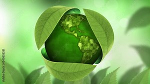 Happy Earth Day Globe Under Leaves 4K features a green globe revolving in a cover of leaves with a subtly animated green background and an animated Happy Earth Day message.