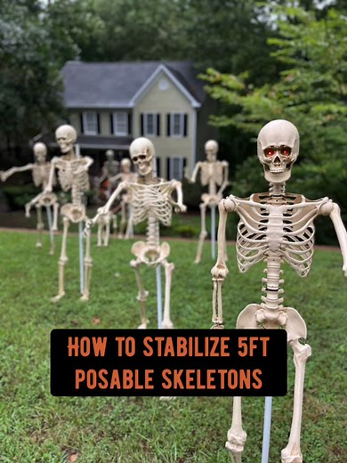 How to Stabilize 5ft Posable Skeletons 💀 • 💥Always know what’s in the ground before driving rods !!! • • #hiltitools #hilti #sdsmax #pvc #skeleton #posableskeleton #halloween #halloweendecor #outdoorhalloweendecor #spookyseason #bluecollar #milwaukeetools #bluecollarbabes #womenwithpowertools