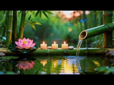 Relaxing Sleep Music 🌿Bamboo Water Fountain & Nature Sounds, Soothing Spa Piano Music, Stress Relief