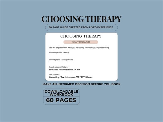 Choosing Therapy Workbook | How to Find the Right Therapist | 60 Page Therapy Starter Guide PDF - Etsy UK