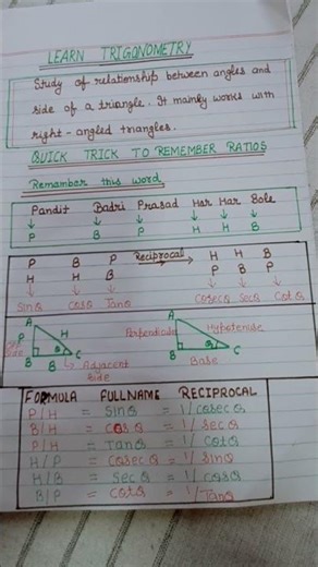 #Learn Trigonometry easily# Understand sin, cos, tan and solve triangles with simple tricks. 📊