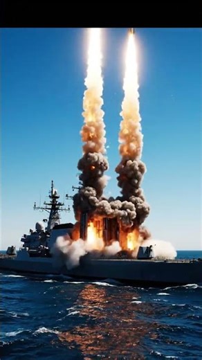 Destroyer VLS: DUAL MISSILE Launch! 🚀🔥 #military #cgi