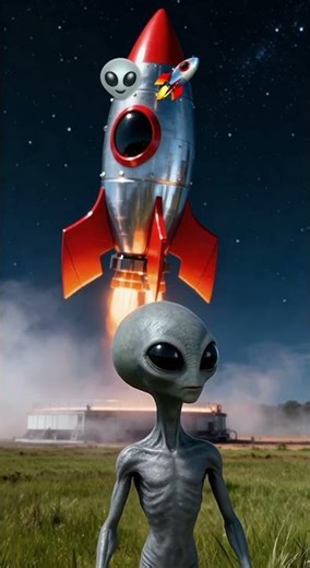 An Alien 👽🚀 Just Landed on Earth with a Rocket | Emoji Comes Real #emoji #alien #rocket #ai
