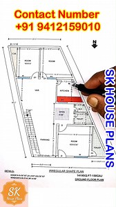 173K views · 2.8K reactions | Irregular Shape House Plan Design / 158 SQYDS Home Plan / 132 SqM Home / 1419 Sqft Ka House Design (S NO 2271) | SK House Plans | Facebook