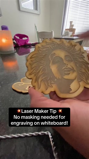 Laser Maker Tip 💡 Keep this cleaner handy when laser engraving whiteboard! No masking required! #creatorsearchinsights #fyp #maker #laserengraving #diy