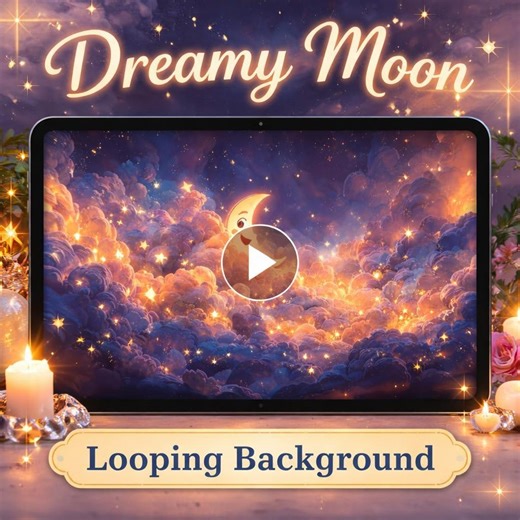 Moon Background Loop | Cute Night Sky Clouds Aesthetic | Celestial Space Video | Animated Seamless Wallpaper - Etsy