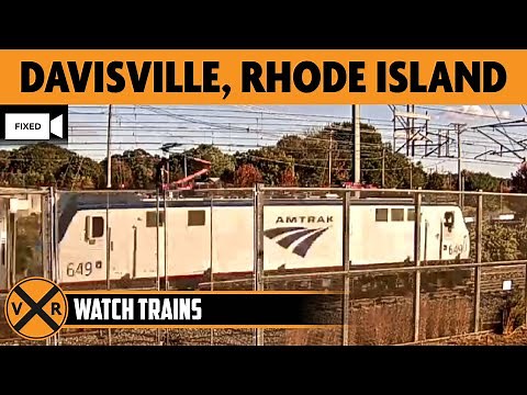 150MPH Trains at Davisville, Rhode Island, USA | LIVE Train Camera (Fixed View — South)