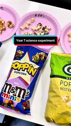 Measuring energy content of different flavours of popcorn #teachersoftiktok #scienceteacher #scienceexperiments #teacherlife #fyp