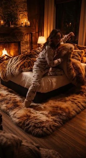 Sleeping on a Warm Tiger Fur Bed by the Fire 🔥🐯