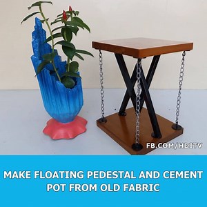 Make Floating Pedestal And Cement Pot From Old Fabric | Home Design Ideas