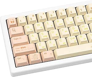 131 Keys Custom Yellow PBT Keycap, Dye Sublimation Cherry Profile, Creamy Keyboard Caps for Cherry MX Switches ANSI Layout Mechanical Gaming Keyboard