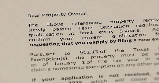 Texas homeowners must now verify homestead exemptions every 5 years — or risk losing it