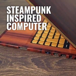 9.2K views · 195 reactions | In this DIY project, we took inspiration from the Steampunk science fiction genre to give our laptop computer an eye-catching update. The new design is complete with a wood antique finish and gold spray-paint keyboard keys. | Nerdforge | Facebook