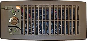 Suncourt Flush Fit Floor/Wall Register Booster Fan — Ultra-Quiet, 5-Speed Vent Fan with Smart Technology and 6-Foot Power Cord, HC500-B (Brown)