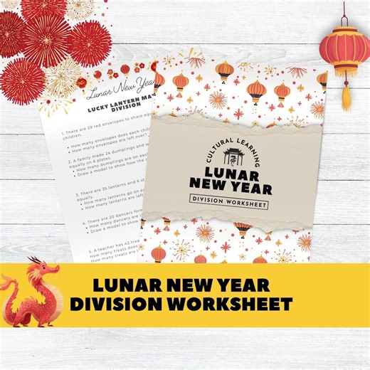 Lunar New Year Division Worksheet, 3rd Grade Math Word Problems, Cultural Learning Activity, Classroom Centers, Homeschool Printable - Etsy UK