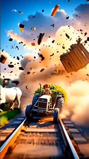 “Tommy Puppy’s tractor was hit by a train.” 🚜💥🚂 💕 Like & Sabscribe 💕#youtubeshorts #viral #shorts