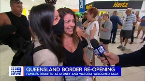 5.2K views · 73 reactions | Sydneysiders and Victorians have been reunited with their Queensland friends and family members after a 9-month wait, sparking tears of joy and hugs all round, as the border barriers finally came down overnight. #9News | Nightly at 6.00pm | 9 News Sydney | Facebook