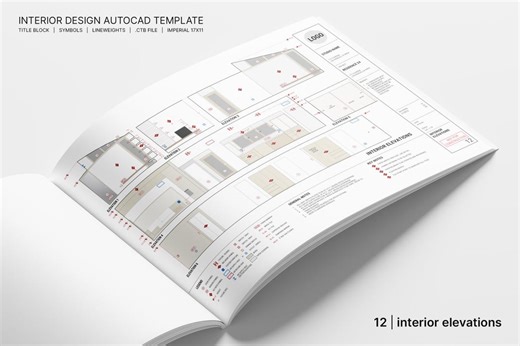 INTERIOR ELEVATIONS 17x11 | Interior Design Autocad Template - Etsy