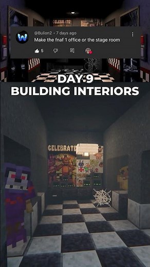 DAY 9 | Building Interiors Until I Become A Pro | Five Nights At Freddy In Minecraft Camera Room