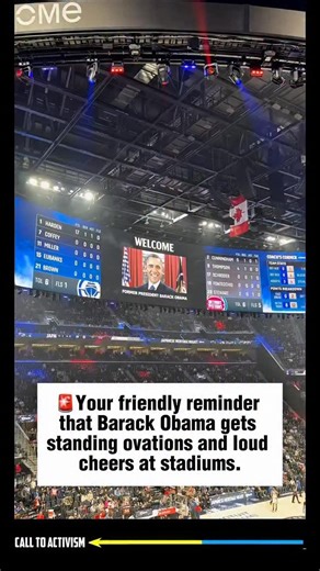 70K views · 81K reactions |  Your friendly reminder that Barack Obama gets standing ovations and loud cheers at stadiums. #trumpisguilty #sharethis #lockhimup #project2025 #stoptrump #nevertrump #politicalmemes | CALL TO ACTIVISM | Facebook